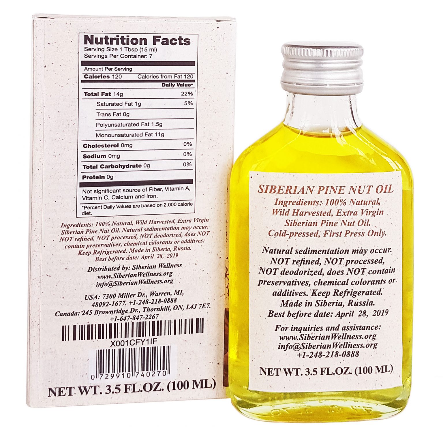 Unique Siberian Pine Nut Oil 3.5 fl. oz. (100 ml) - Siberian Pine Nut ...