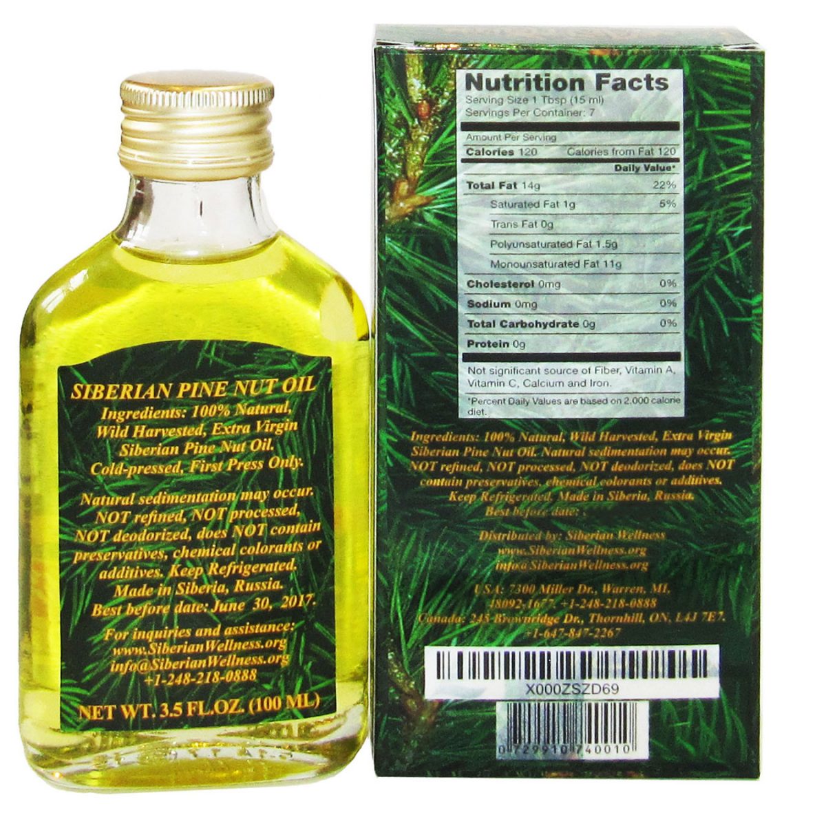 Unique Siberian Pine Nut Oil 3.5 fl. oz. (100 ml) - Siberian Pine Nut ...
